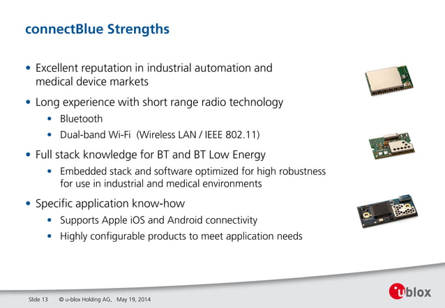 U blox acquisition connectBlue slides | PPT