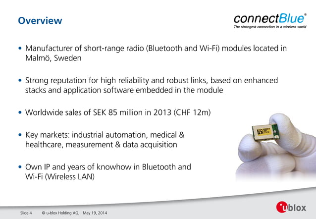 U blox acquisition connectBlue slides | PPT