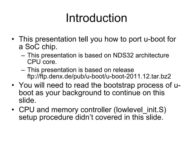 U boot porting guide for SoC | PPT