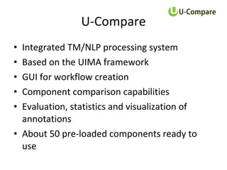 Creating workflows and annotations in U-Compare and Argo | PPT