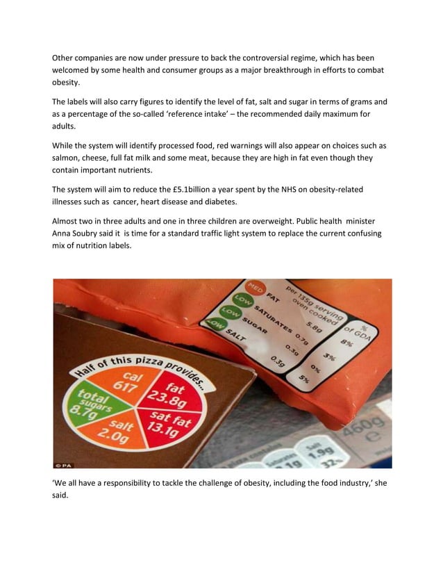 U.k. puts red labels to warn of unhealthy food logos to appear on items ...