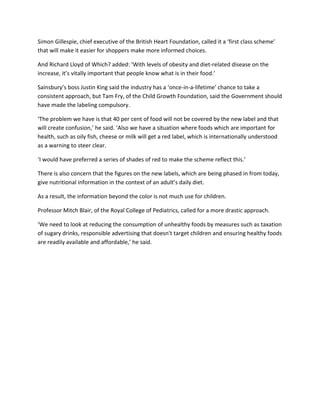 U.k. puts red labels to warn of unhealthy food logos to appear on items ...