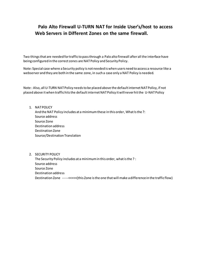Palo Alto U turn NAT for inside user's to access Web Server in a ...