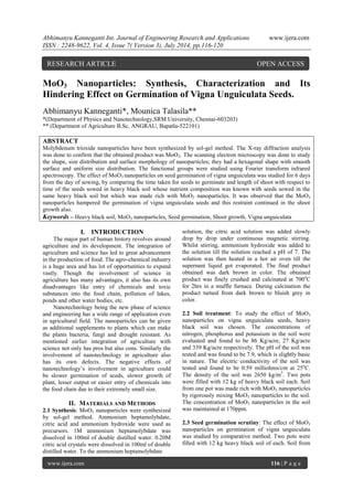MoO3 Nanoparticles: Synthesis, Characterization and Its Hindering ...