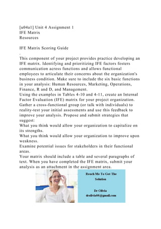 [u04a1] Unit 4 Assignment 1IFE MatrixResourcesIFE Matrix Sco.docx