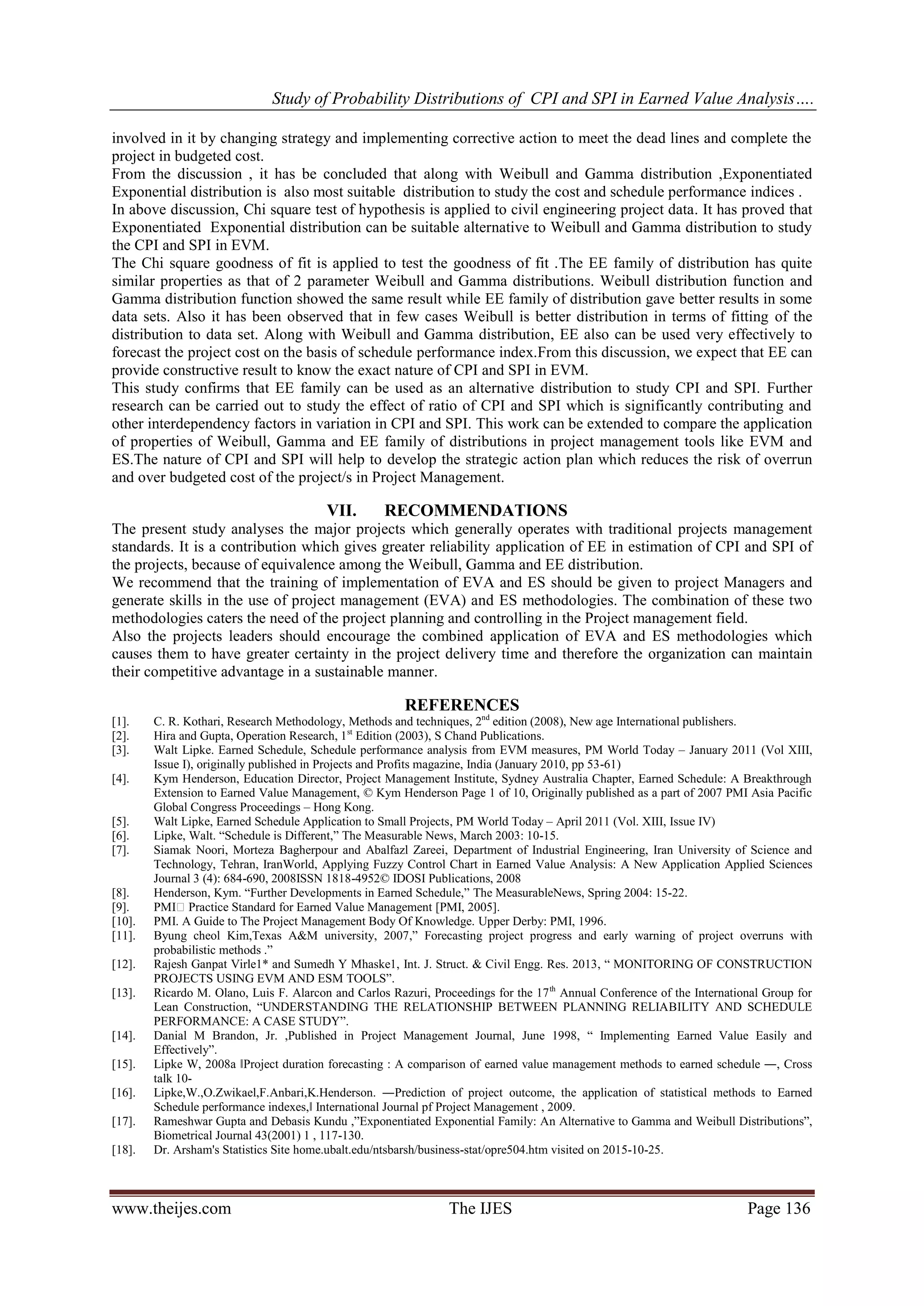 Study of Probability Distributions of Cpi and Spi in Earned Value ...
