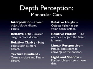Monocular Cues Relative Clarity