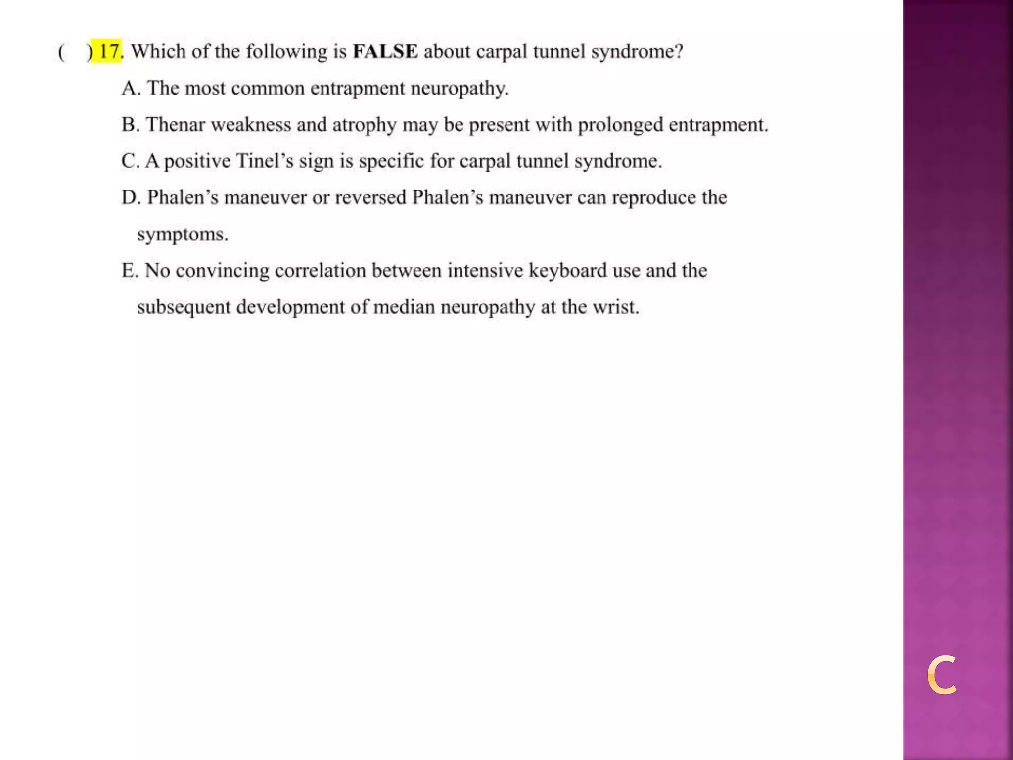 Plexopathy and mononeuropathy (test with answer) | PPT