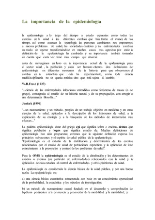 La importancia de la epidemiología | DOCX