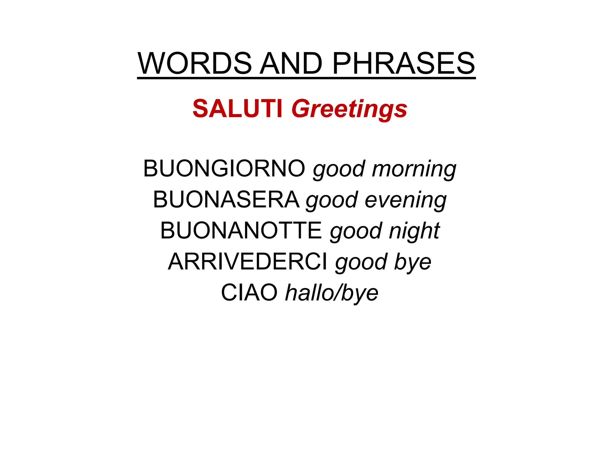 italian lesson | PPTX