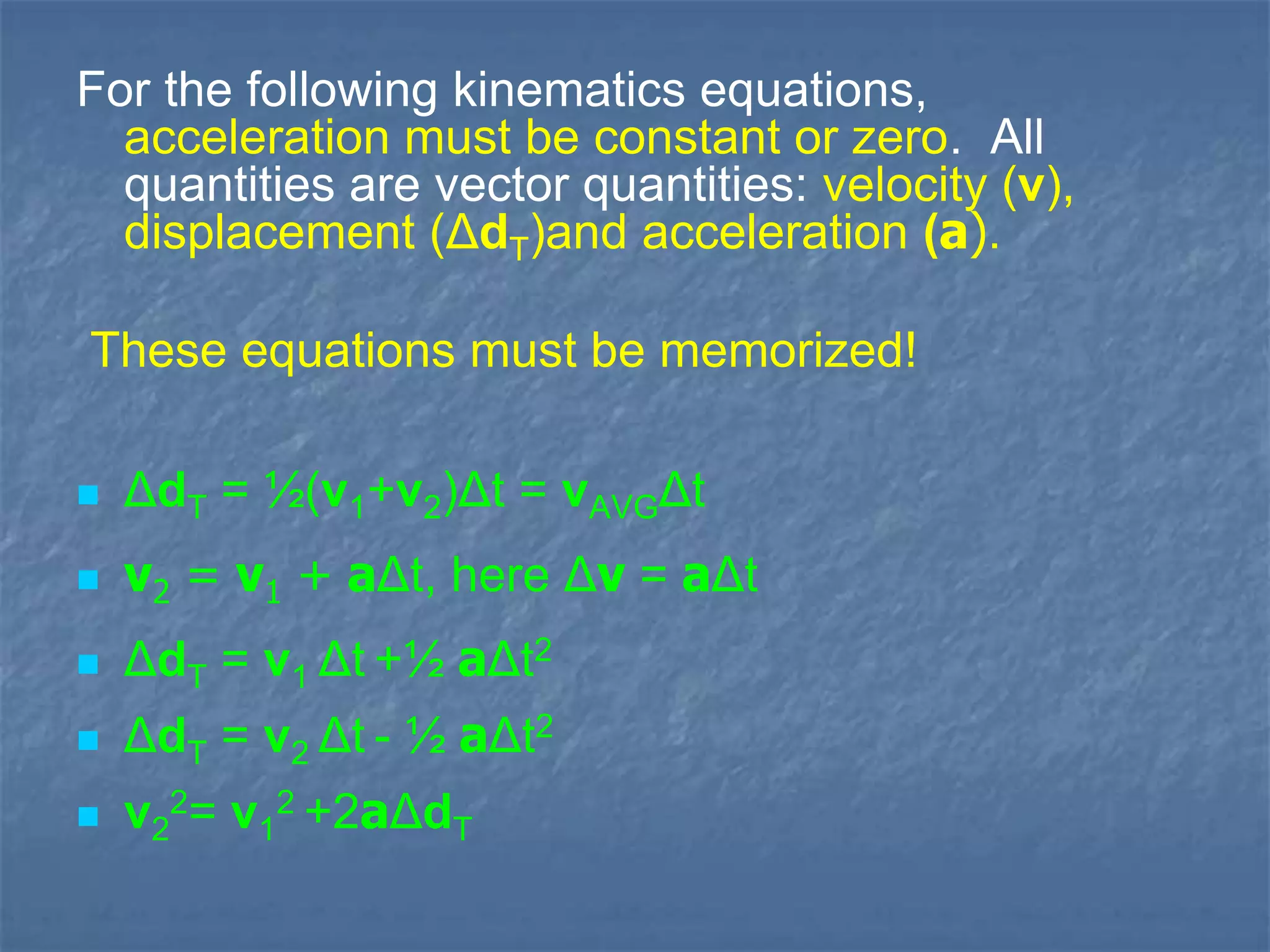 Grade 12 Unit1-L1-Kinematic Equations | PPT