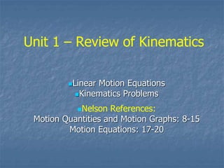 Grade 12 Unit1-L1-Kinematic Equations | PPT