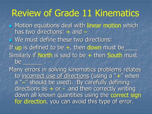 Grade 12 Unit1-L1-Kinematic Equations | PPT