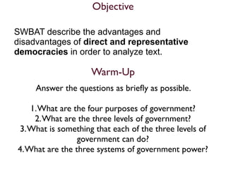Direct and Representative Democracies | PDF
