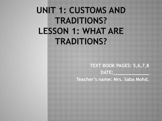 custom and traditions grade 3 and 4 social science | PPTX