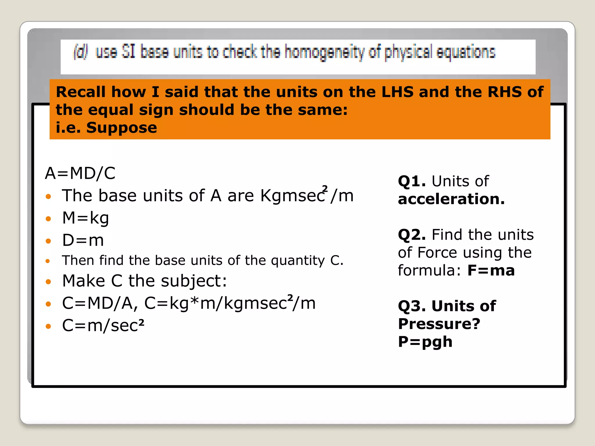 Unit1: Physical Quantities & Units | PPTX