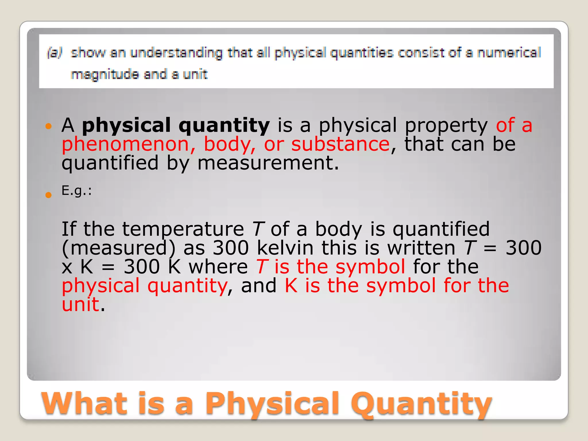 Unit1: Physical Quantities & Units | PPTX