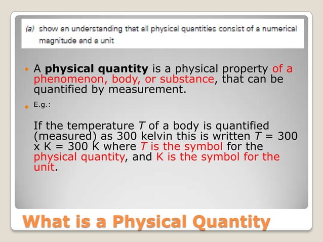 Unit1: Physical Quantities & Units | PPTX