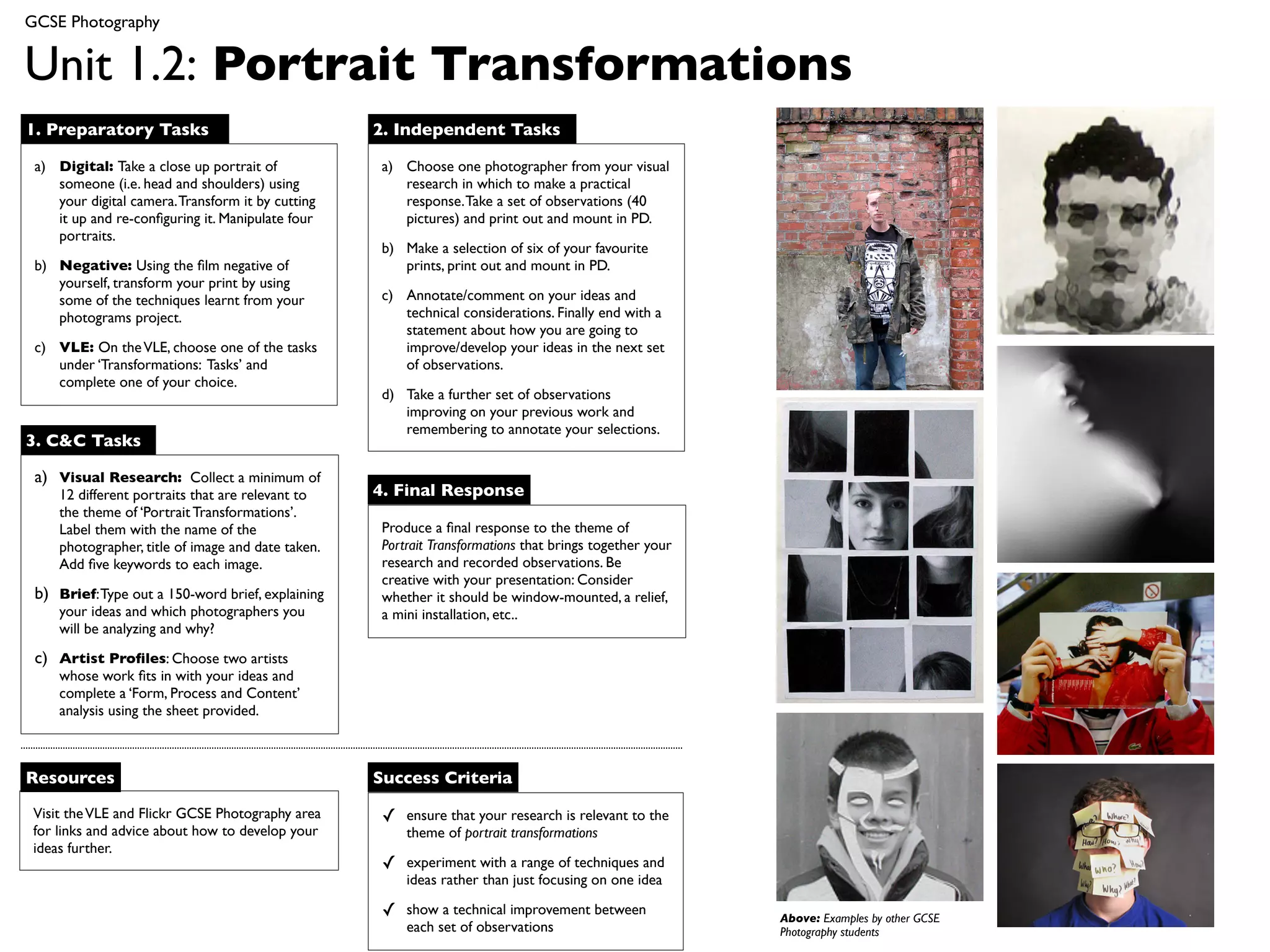 U1.2 Portrait Transformations Project Sheet | PDF