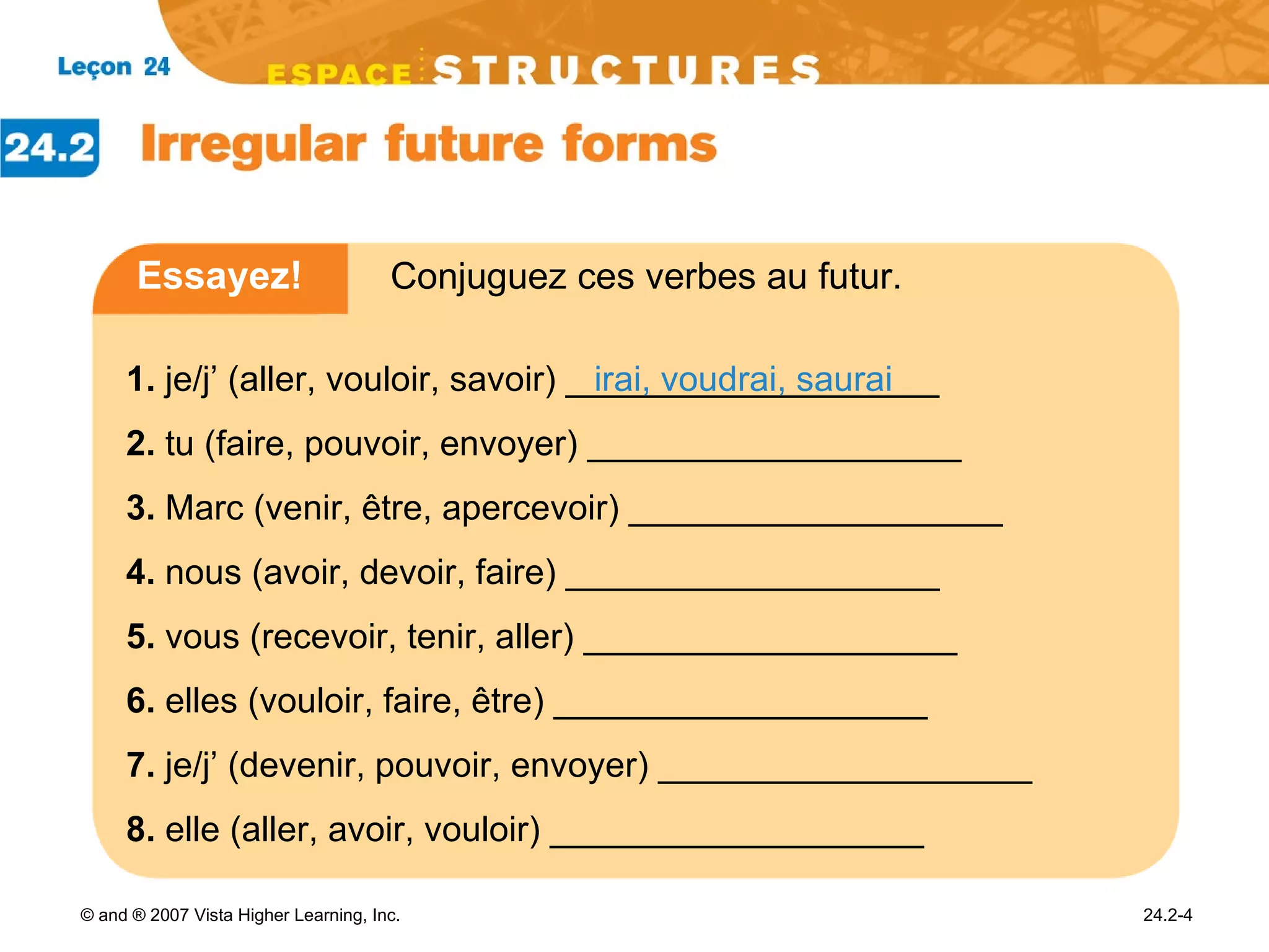 Le Futur Simple (Irréguliers) | PPT