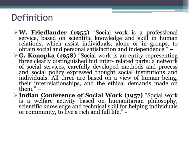 Social work meaning and concept | PPTX | Government Support and Welfare ...