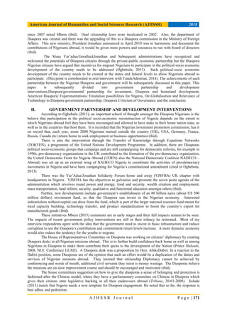 THE NIGERIAN DIASPORA, GOVERNMENTAL PARTNERSHIP AND DEVELOPMENT INTERVENTIONS | PDF