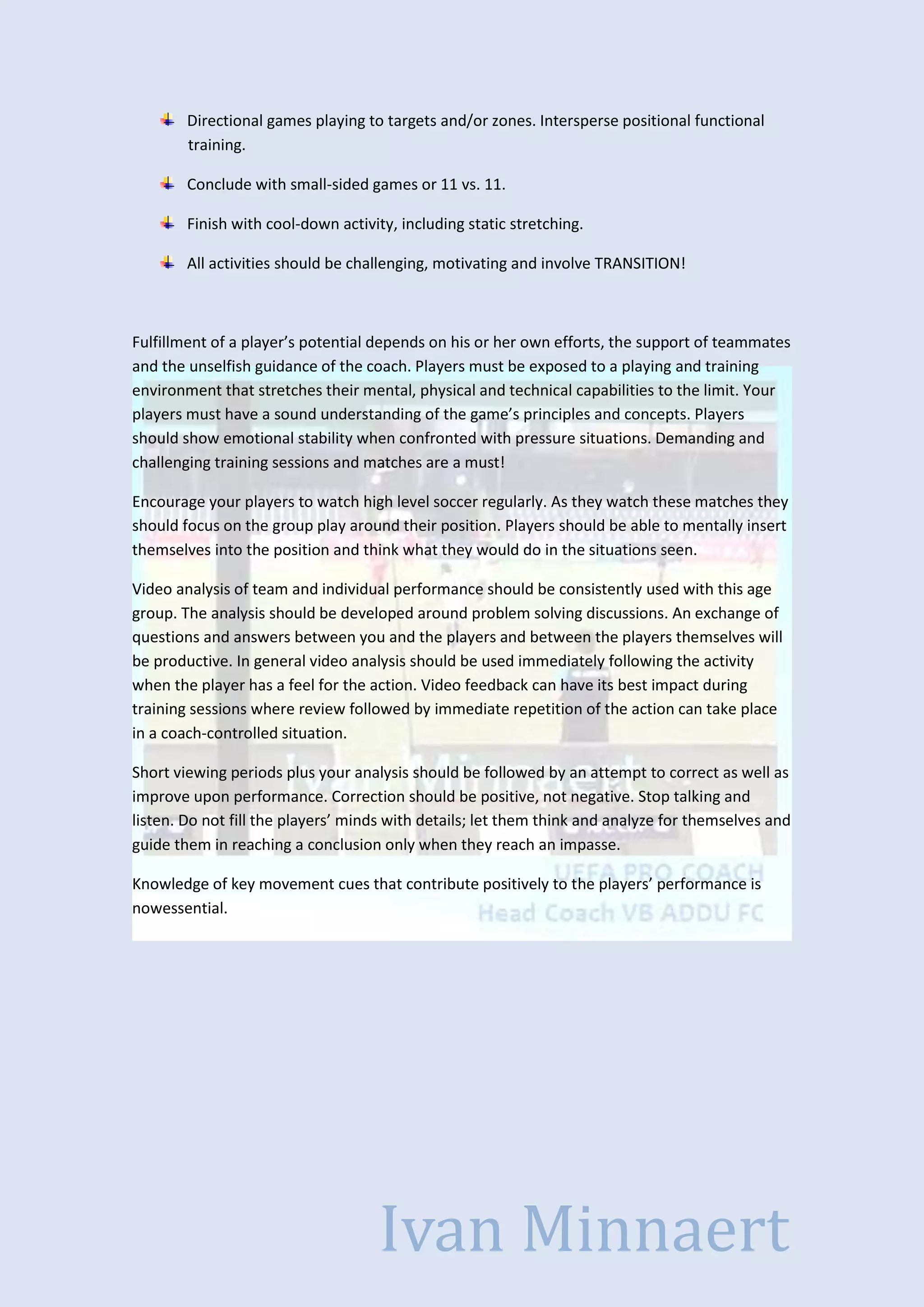 Ivan Minnaert U19 player development | PDF