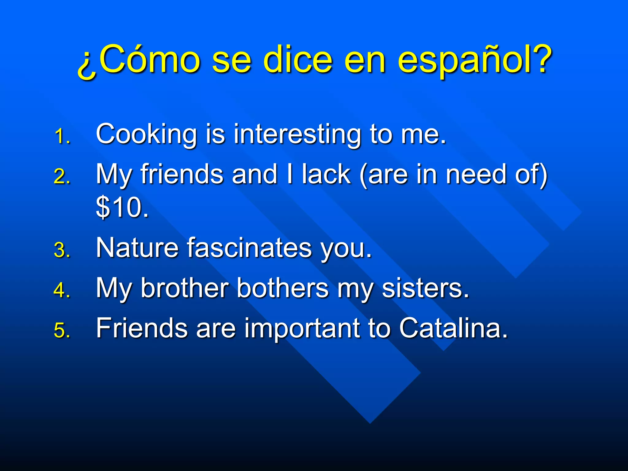 Verbos como gustar - presentación | PPT