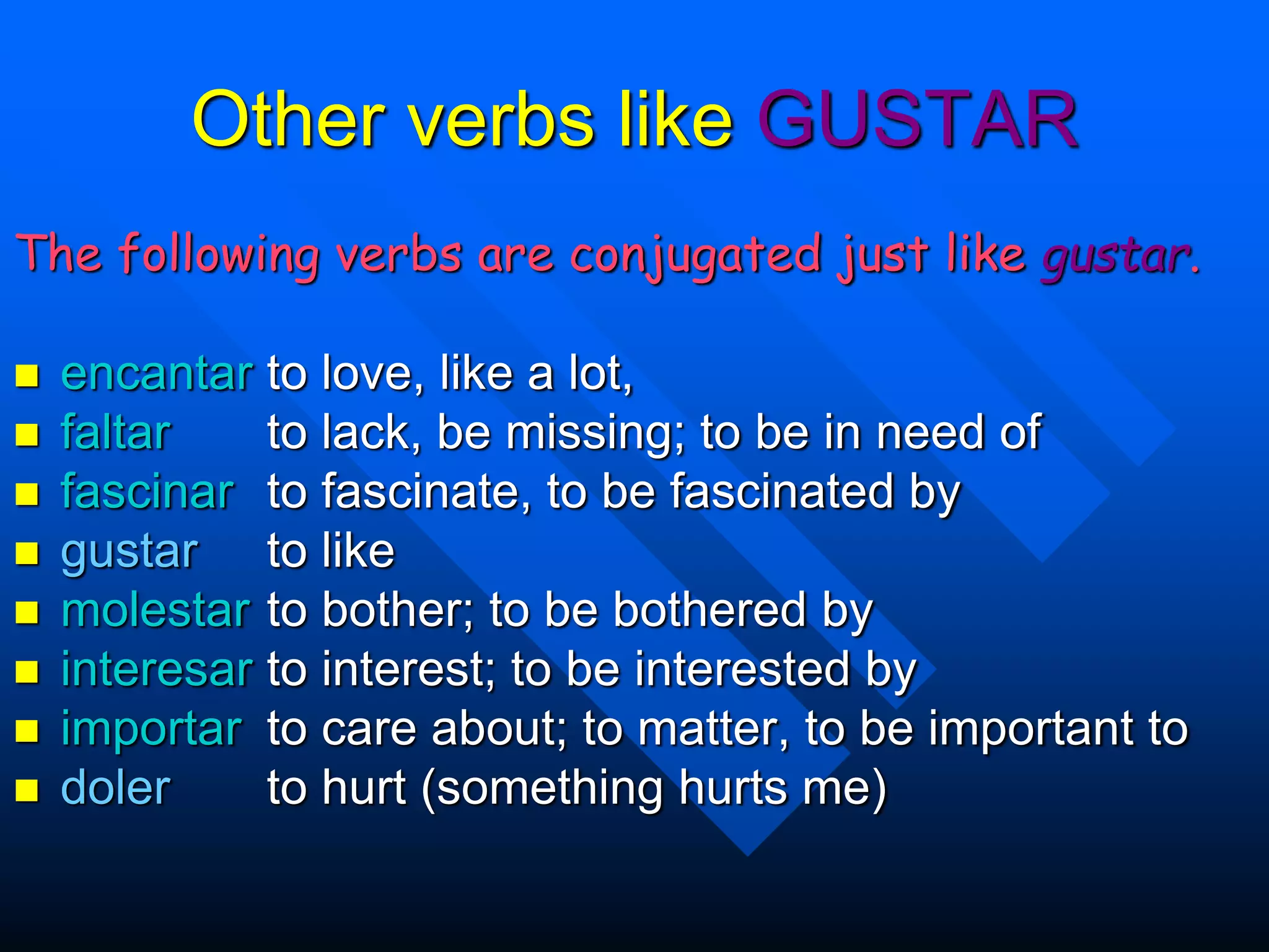 Verbos como gustar - presentación | PPT