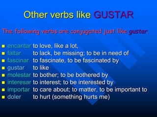 Verbos como gustar - presentación | PPT