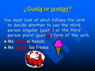 Verbos como gustar - presentación | PPT