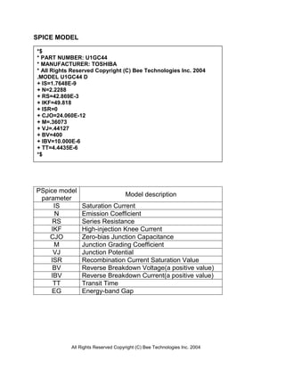 U1GC44 PSpice Model (Free SPICE Model) | PDF