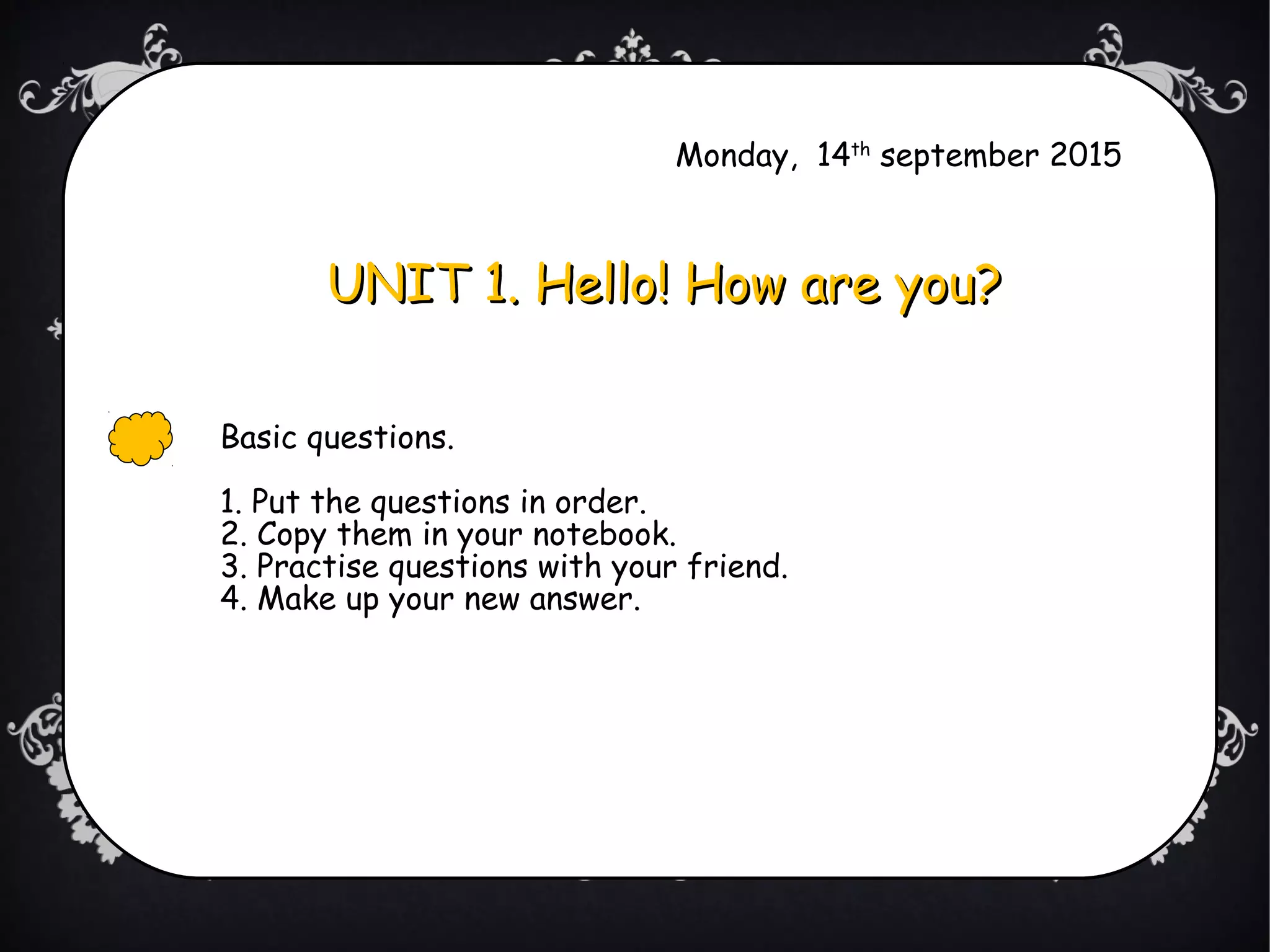 U1 hello, how are you ppt | PPT