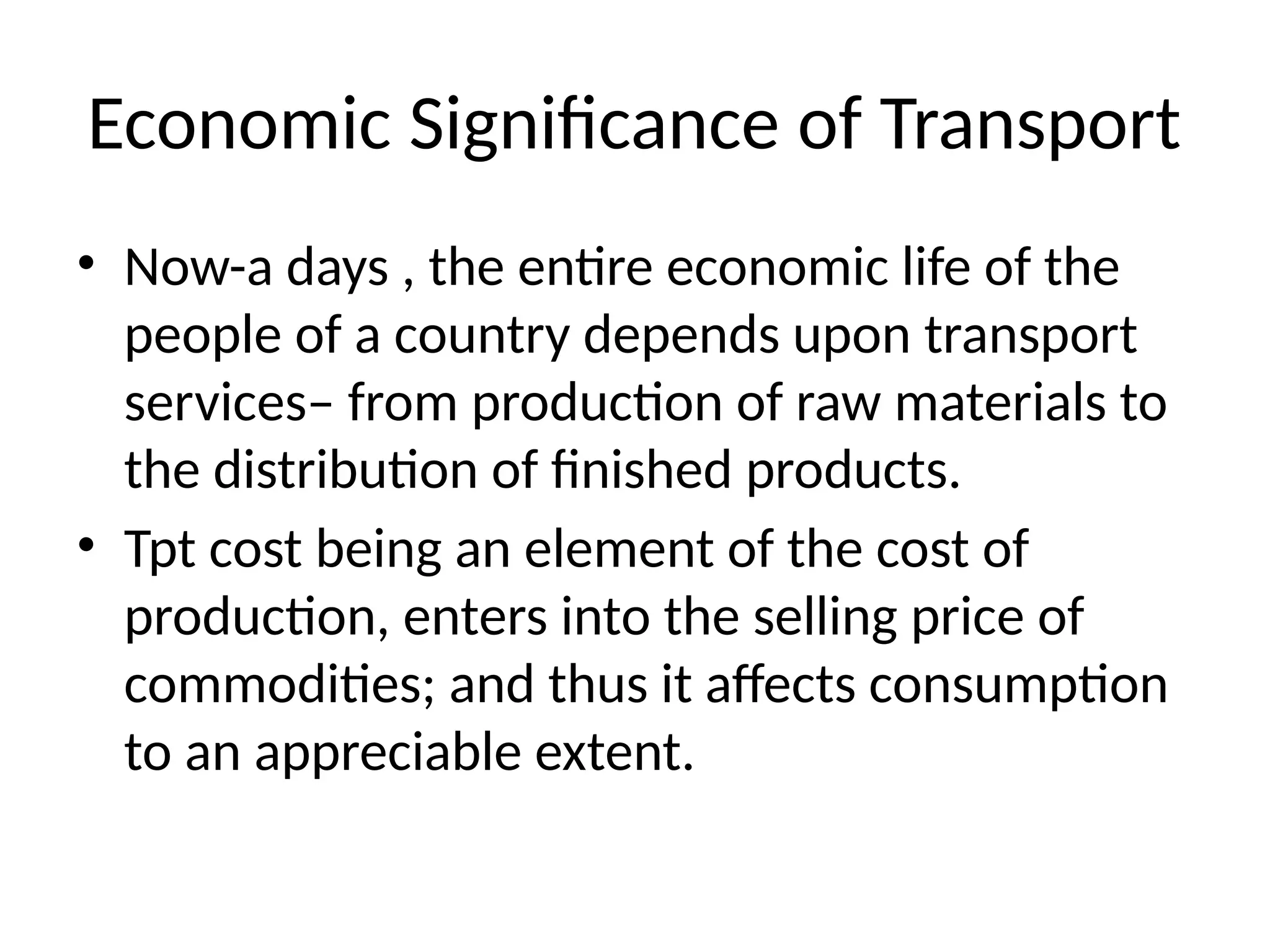 Significance of Transportation in Economics | PPT