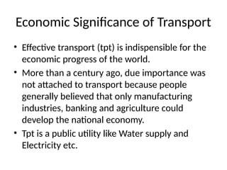 Significance of Transportation in Economics | PPT