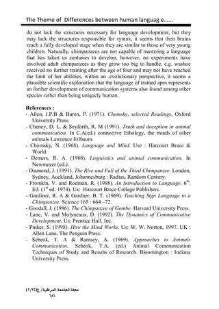 The theme of diffeences between human language and animal communication ...