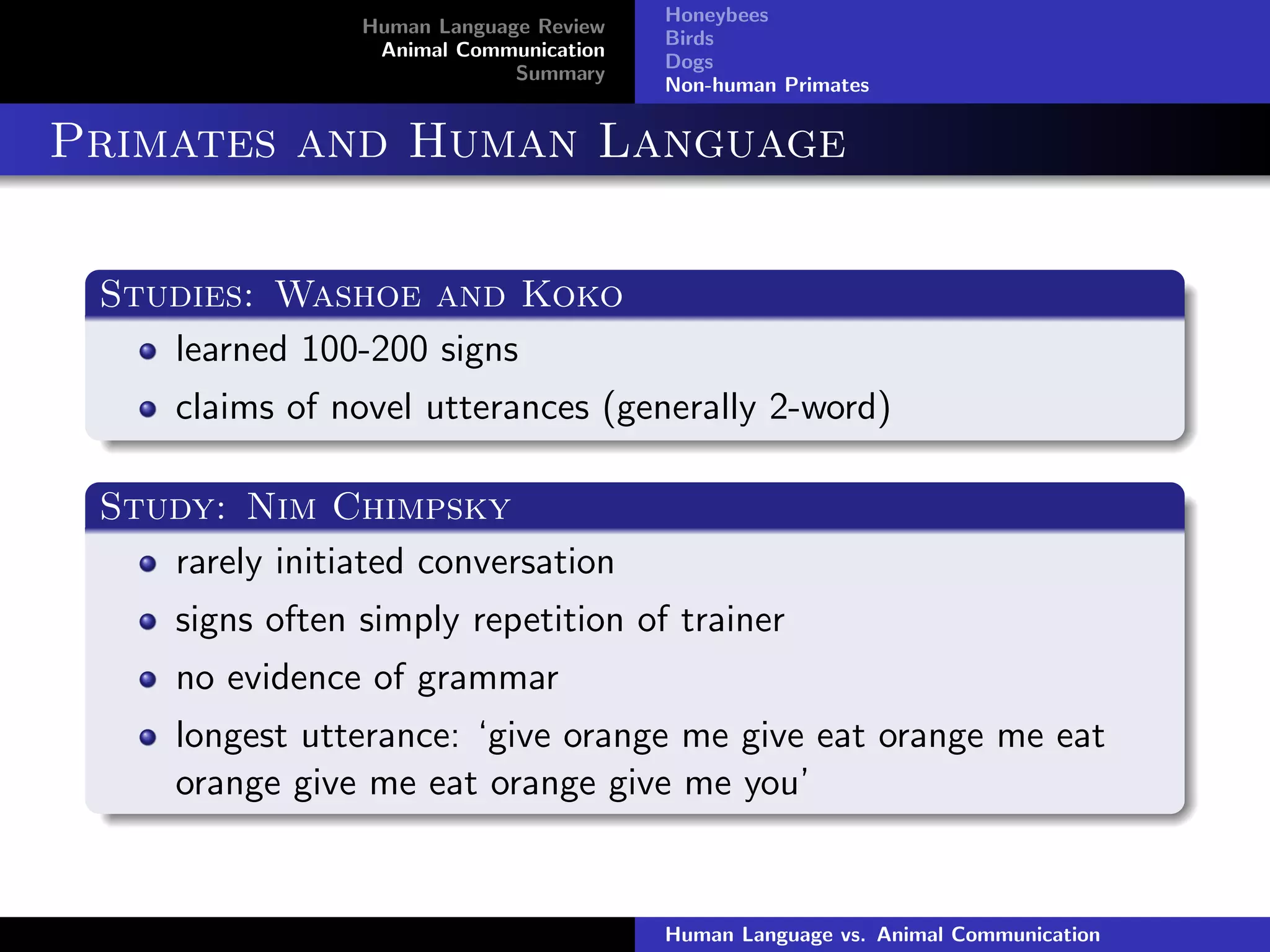 Human Language vs Animal | PPT