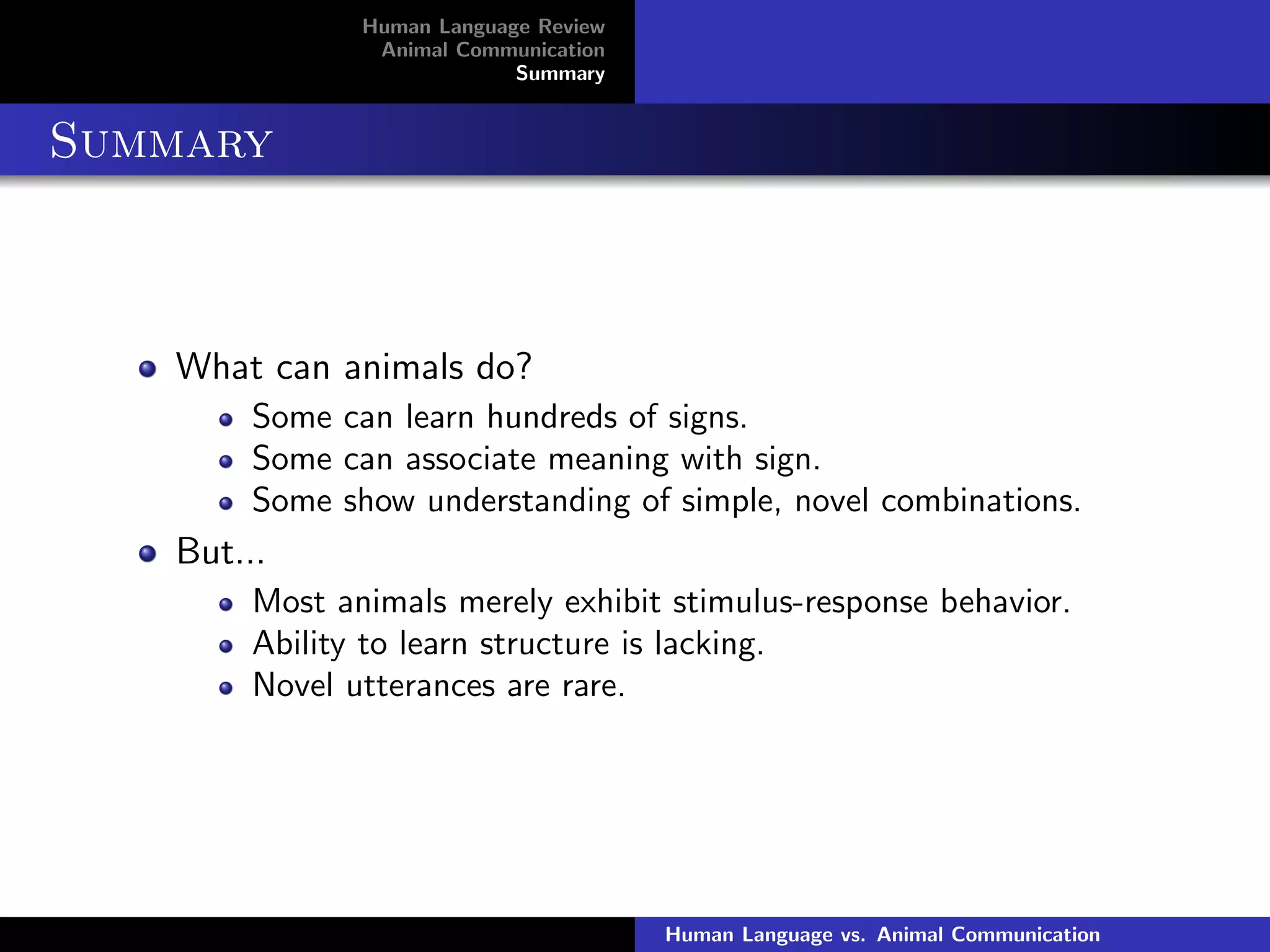 Human Language vs Animal | PPT