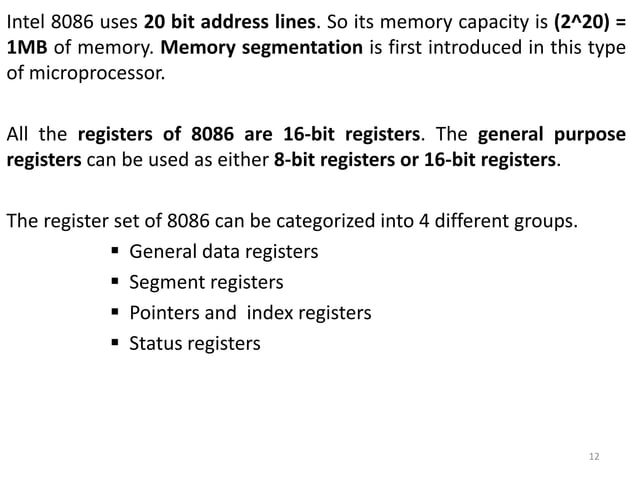 Pin Description and Register Organization of 8086 Microprocessor