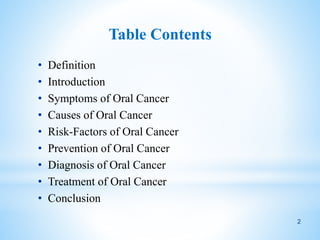 Oral cancer - definition, causes, risks, symptoms, diagnosis and ...