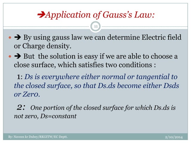 Electric flux and gauss Law | PPTX