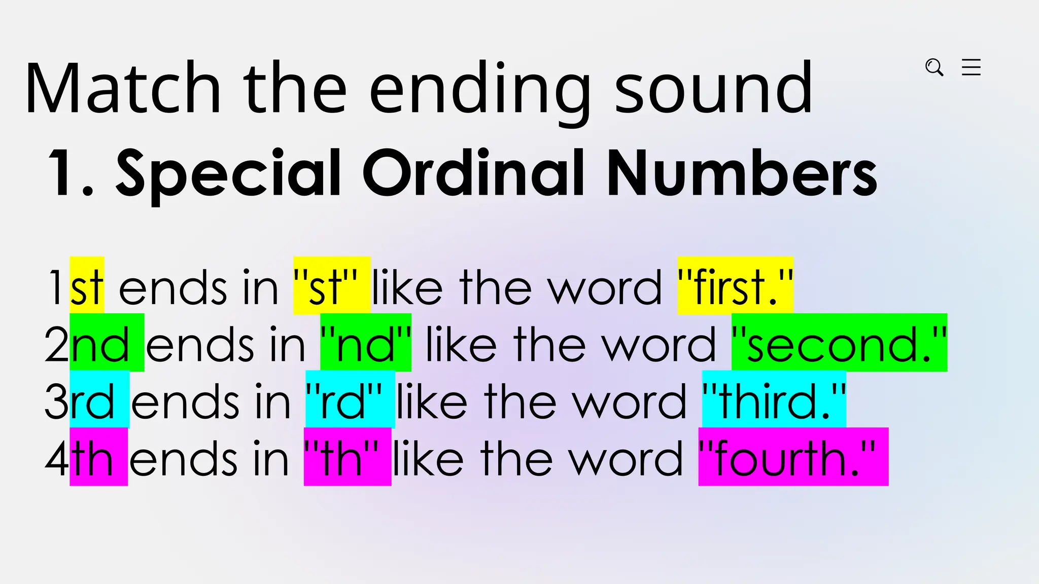 Ordinal Numbers for grade three students | PPTX