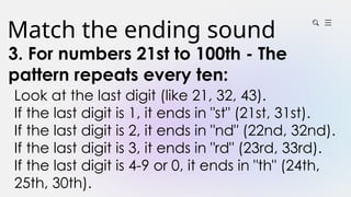 Ordinal Numbers for grade three students | PPTX