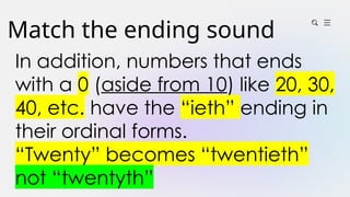 Ordinal Numbers for grade three students | PPTX