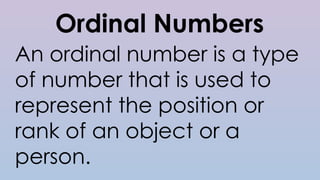 Ordinal Numbers for grade three students | PPTX