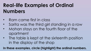 Ordinal Numbers for grade three students | PPTX