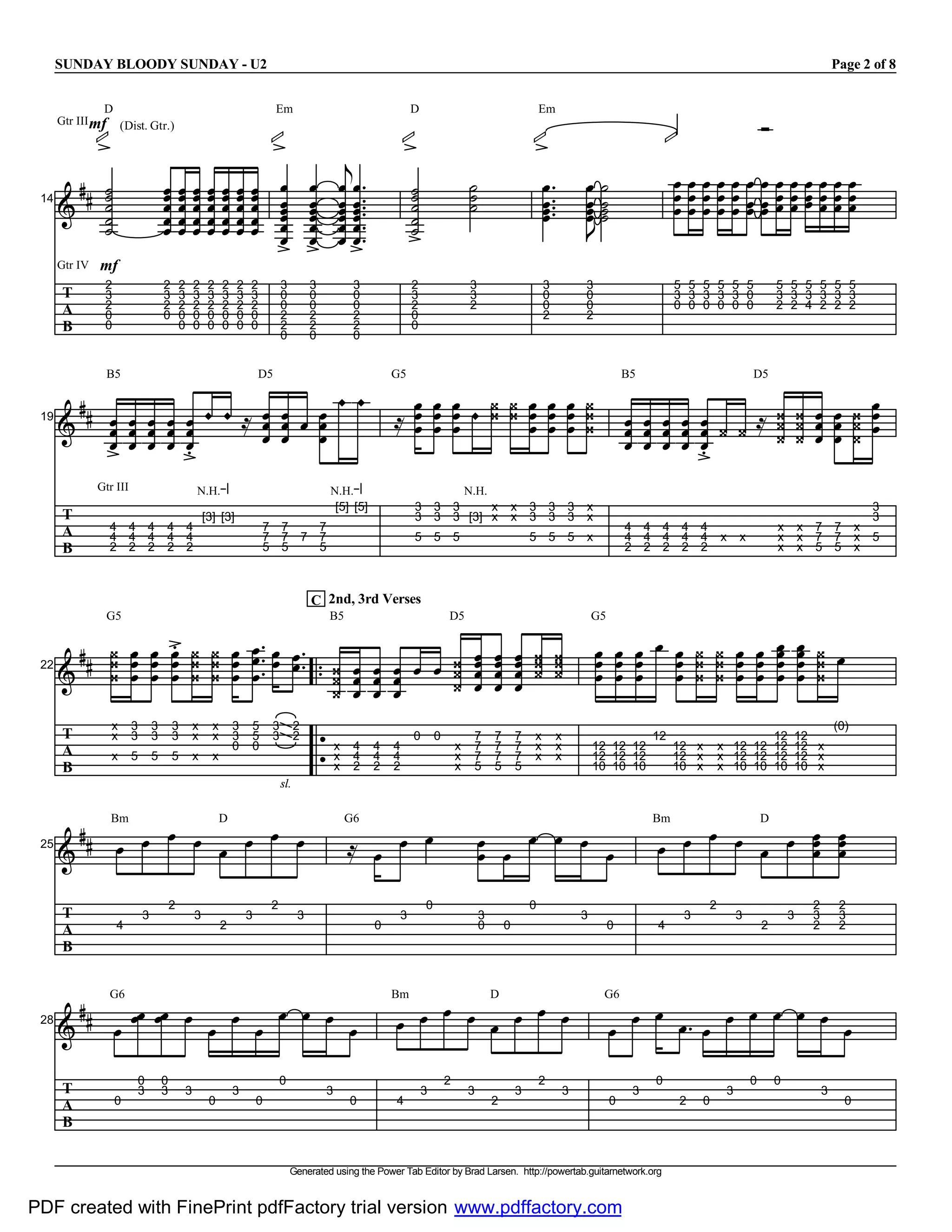 U2 tablatura e partitura de sunday bloody-sunday | PDF