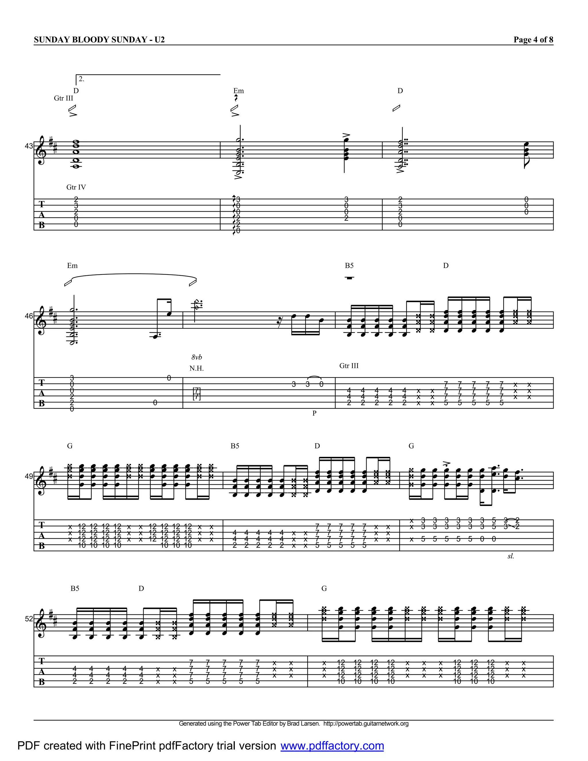 U2 tablatura e partitura de sunday bloody-sunday | PDF