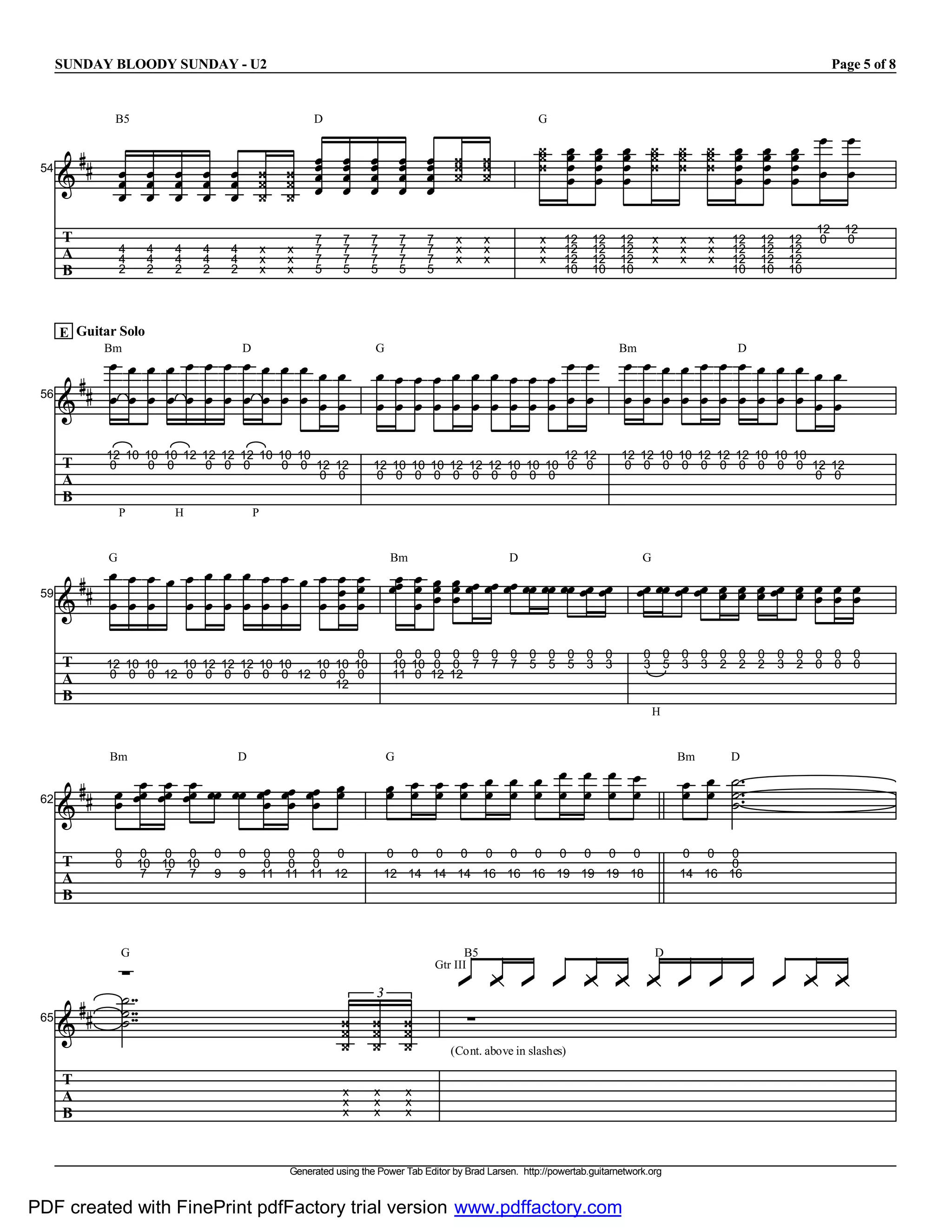 U2 tablatura e partitura de sunday bloody-sunday | PDF