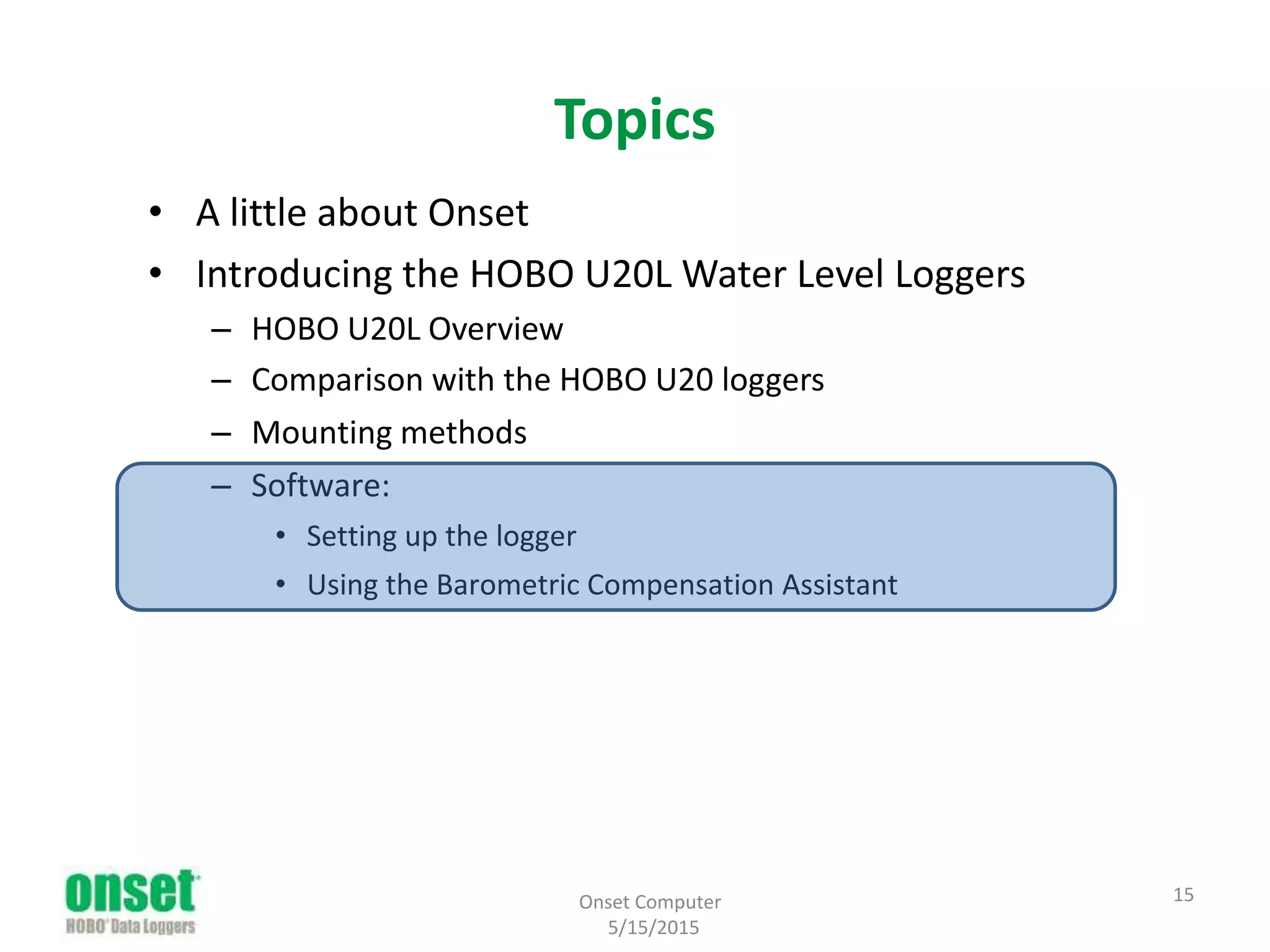 Introduction to the HOBO U20L Water Level Logger | PPTX